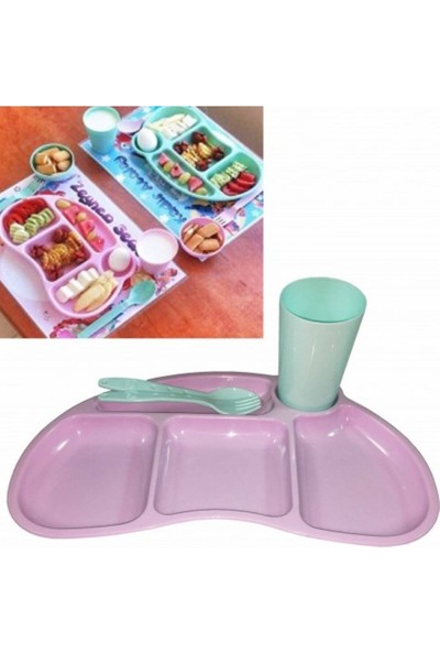 Poati Tabldot Çocuk Yemek Plastik Tabldot Set 4 Parça - Bölmeli Bardak Çatal Kaşıklı Poati Tabldot Çocuk Yemek Plastik Tabldot Set 4 Parça - Bölmeli Bardak Çatal Kaşıklı