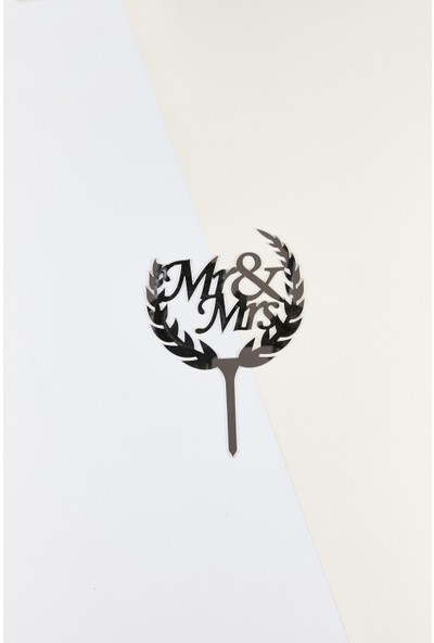 Pasta Üstüne Süs Pleksi Mr. & Mrs. Yazılı
