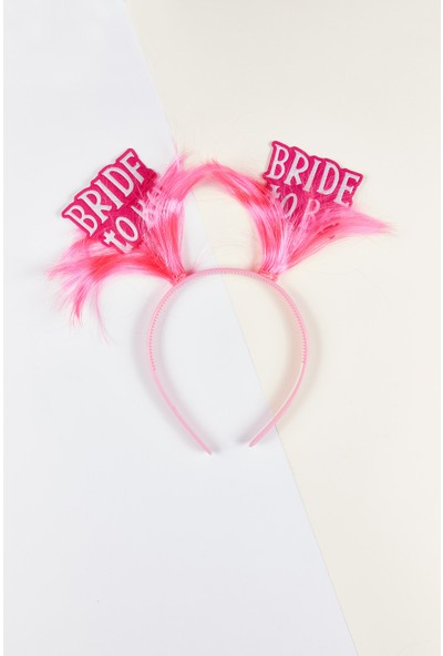 Pembe Yapay Saçlı Taç Bride To Be Yazılı