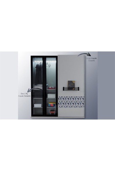 Evimo Petra kapaklı ve Sürgülü Gardrop