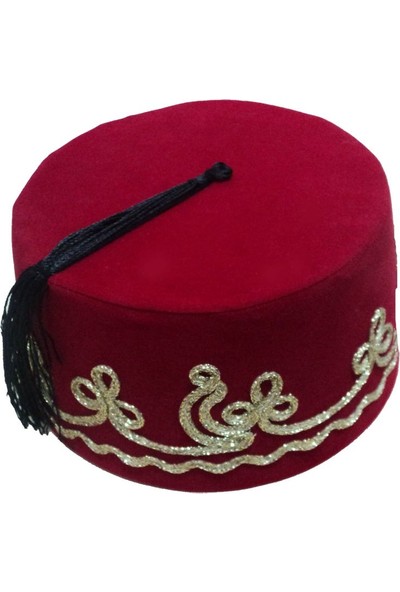 Pandoli Bordo Renk Otantik Sırma Işlemeli Osmanlı Fesi 5-6 Yaş Çocuk Pandoli Bordo Renk Otantik Sırma Işlemeli Osmanlı Fesi 5-6 Yaş Çocuk