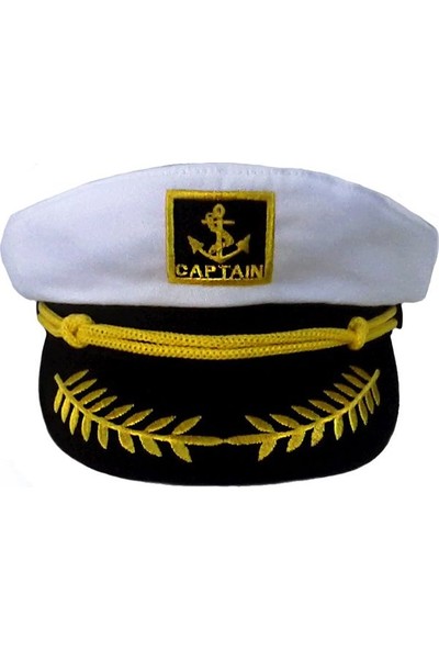 Pandoli Beyaz Renk Garson Boy Çocuk Denizci Kaptan Şapkası 10-11 Yaş 57 cm Çap