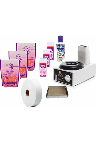 Egesir 1+1 Ağda MAKINESI+3X250ML Vivet Pudralı Boncuk Ağda Seti Egesir 1+1 Ağda MAKINESI+3X250ML Vivet Pudralı Boncuk Ağda Seti