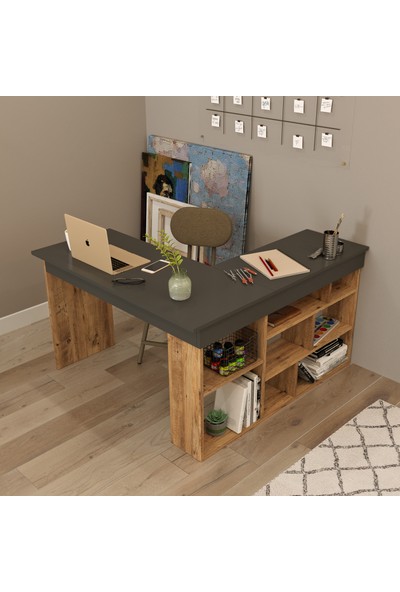 Robin Home Kitaplık Raflı Çalışma Masası Ofis Bilgisayar Masası Robin Home Kitaplık Raflı Çalışma Masası Ofis Bilgisayar Masası