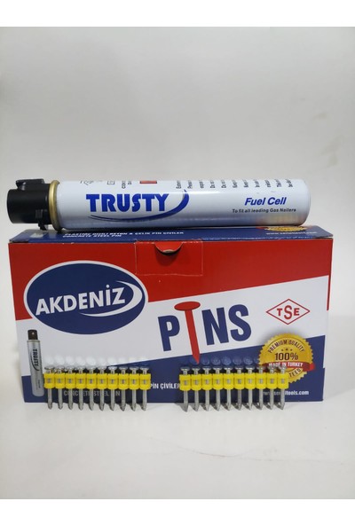 Akdeniz 29 x 27 mm Metal Beton Uygulamaları Için Pin Çiviler Düz Çivi + Gaz