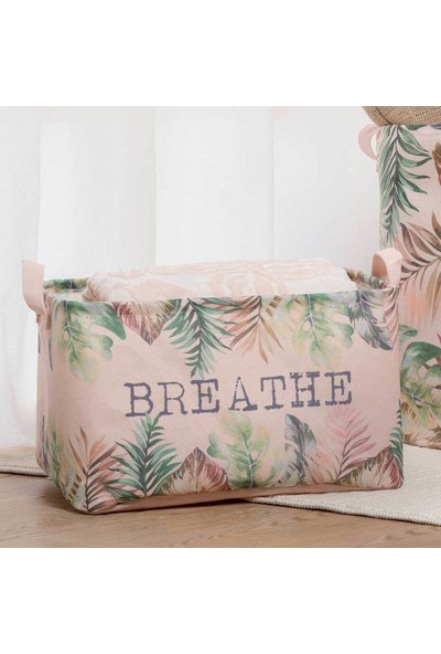 OCEAN HOME Pembe Yaprak Desenli Sepet // 36x27x22 OCEAN HOME Pembe Yaprak Desenli Sepet // 36x27x22