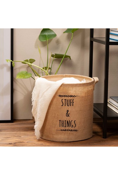 Ocean Home Baskılı Jüt Silindir Sepet 30 x 31 Ocean Home Baskılı Jüt Silindir Sepet 30 x 31