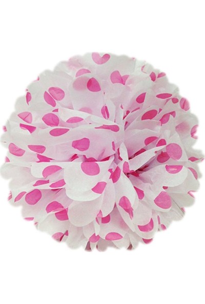 Pandoli 35 cm Pembe Beyaz Puanlı Renk Pelur Kağıt Ponpon Çiçek Asma Süs Pandoli 35 cm Pembe Beyaz Puanlı Renk Pelur Kağıt Ponpon Çiçek Asma Süs