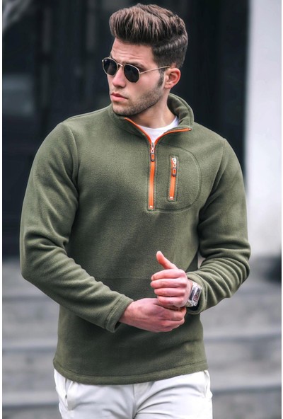 Madmext Haki Erkek Dik Yaka Polar 4993