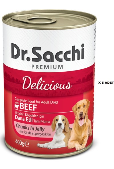 Dr. Sacchi Dr.sacchi Konserve Köpek Sığır Etli 400GR x 5 Adet Dr. Sacchi Dr.sacchi Konserve Köpek Sığır Etli 400GR x 5 Adet