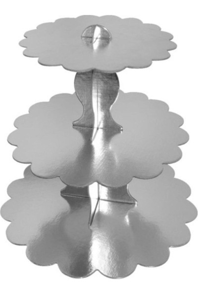 Kelebek Parti ve Kına Gümüş Kek Standı 3 Katlı Kelebek Parti ve Kına Gümüş Kek Standı 3 Katlı