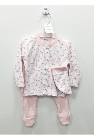 BebeMekan Flamingo Baskılı Şapkalı Pijama Takım