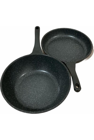 Thermoad Alüminyum Döküm 2'li Tava Seti Wok Tava ve 28 cm Düz Tava /gri Thermoad Alüminyum Döküm 2'li Tava Seti Wok Tava ve 28 cm Düz Tava /gri