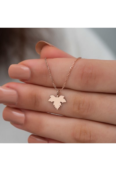 Dzg Silver Gümüş Çınar Yaprağı Kolye Gümüş Kolye DN437