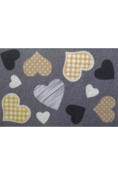Giz Home Magic Kapı Paspası 40X60 Gri Kalpler Giz Home Magic Kapı Paspası 40X60 Gri Kalpler