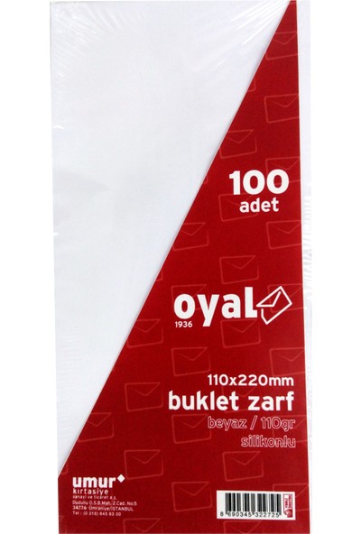 Oyal Silikonlu Penceresiz Buklet Diplomat Zarf Beyaz 110 x 220 mm 500'lü Oyal Silikonlu Penceresiz Buklet Diplomat Zarf Beyaz 110 x 220 mm 500'lü
