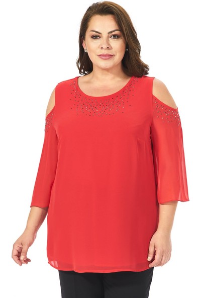 Lilas Xxl Büyük Beden Narçiçeği Renkli Omuz Detaylı Şifon Tunik Lilas Xxl Büyük Beden Narçiçeği Renkli Omuz Detaylı Şifon Tunik