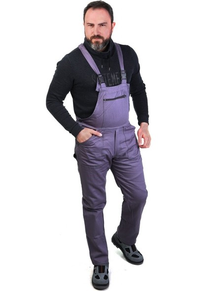 Eseriş Eser - Gabardin Bahçivan Tulum - Iş Tulumu - Gri