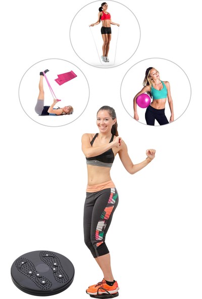 Spor Byfit Bel Inceltici Twister + Pilates Denge Topu + Pilates Bandı + Atlama Ipi - 4'lü Set