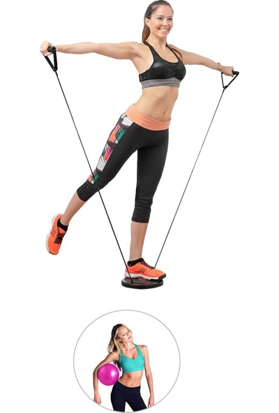 Spor Byfit Çekme Lastikli Bel Inceltici Twister + Pilates Denge Topu - 2'li Set Spor Byfit Çekme Lastikli Bel Inceltici Twister + Pilates Denge Topu - 2'li Set