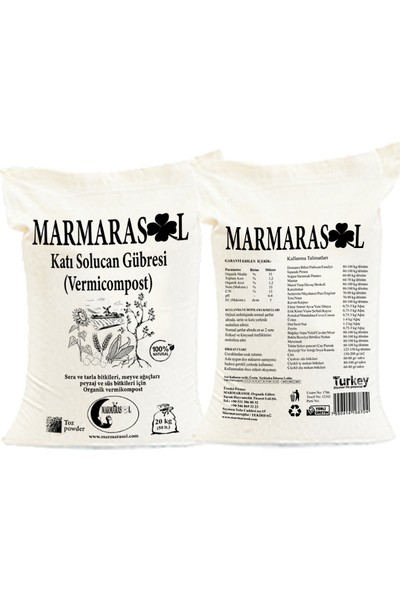 Marmarasol Organik Solucan Gübresi 20 kg