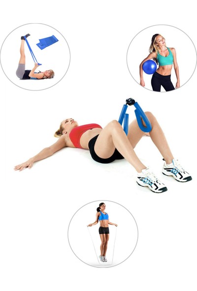 Spor Byfit Kol, Bacak, Basen Sıkılaştırıcı Alet Mavi + Denge Topu + Band + Atlama Ipi - 4'lü Set Spor Byfit Kol, Bacak, Basen Sıkılaştırıcı Alet Mavi + Denge Topu + Band + Atlama Ipi - 4'lü Set
