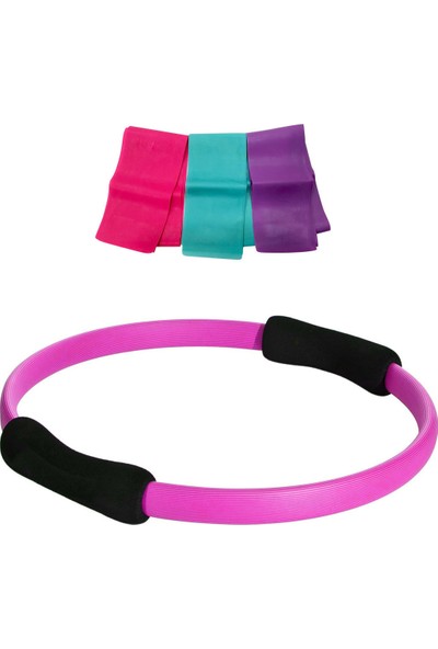 Spor Byfit Fuşya Pilates Çemberi ve 3 Lü Pilates Band Seti Spor Byfit Fuşya Pilates Çemberi ve 3 Lü Pilates Band Seti