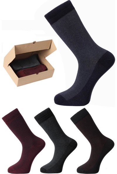 Sanus Desenli 4 Çift Pamuk Erkek Çorap 40-44