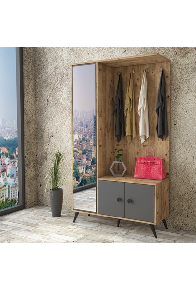 Robin Home Arya Aynalı Vestiyer Portmanto Ayakkabılık AR65 Robin Home Arya Aynalı Vestiyer Portmanto Ayakkabılık AR65