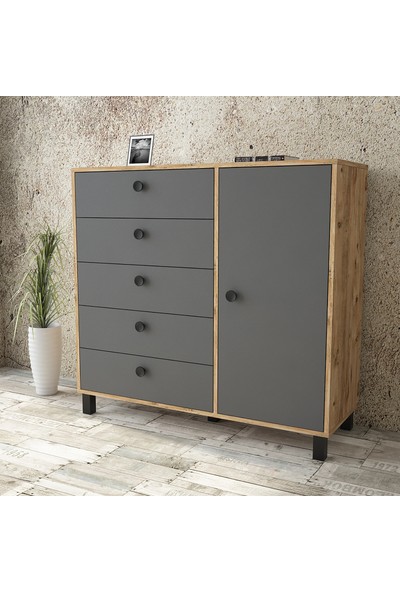 Robin Home Arya Şifonyer 5 Çekmeceli, Ofis Dolabı AR83