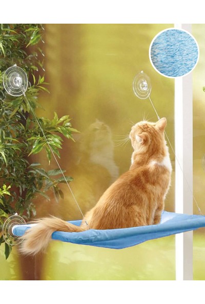 Maksipazar Cama Yapışan Vantuzlu Peluş Kedi Yatağı Mavi Maksipazar Cama Yapışan Vantuzlu Peluş Kedi Yatağı Mavi