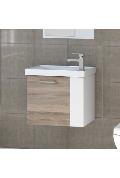 Denko Step 50 cm Mdf Banyo Dolabı Alt Modül ve Seramik Lavabo Denko Step 50 cm Mdf Banyo Dolabı Alt Modül ve Seramik Lavabo