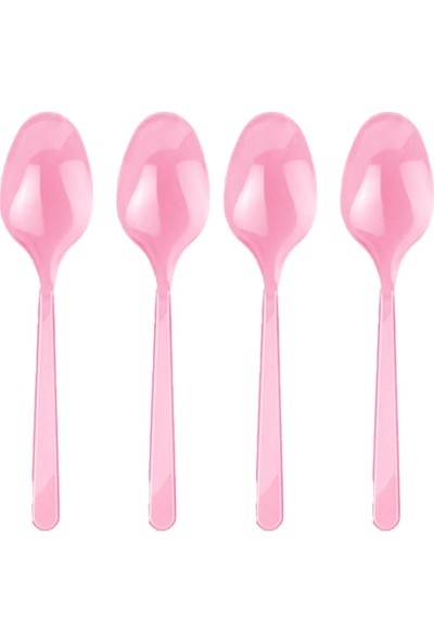 Roll-Up Pembe Plastik Kaşık 25'li