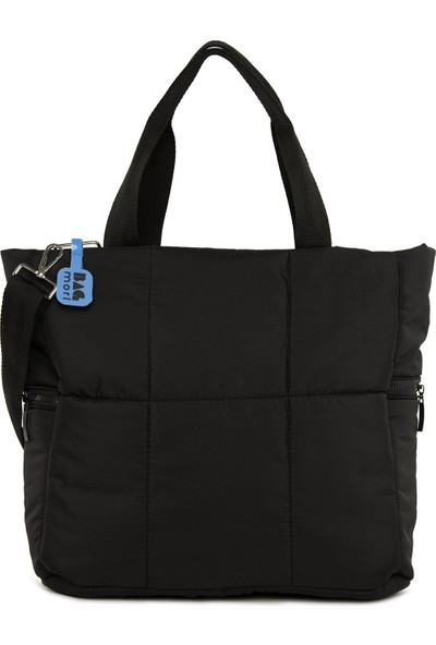 Bagmori Siyah Dikiş Detaylı Puf Şişme Çanta