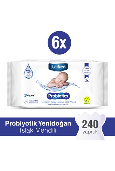 Deep Fresh Probiyotik Doğal Yenidoğan Islak Mendil 6 x 40 Yaprak Deep Fresh Probiyotik Doğal Yenidoğan Islak Mendil 6 x 40 Yaprak