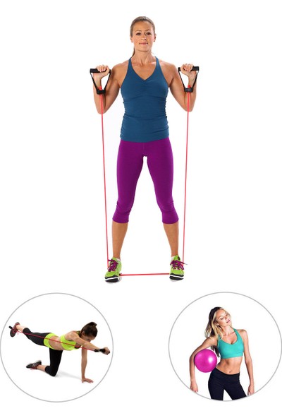 Spor Byfit Yüksek Sert Tutacaklı Pilates Egzersiz Direnç Lastiği + Pilates Denge Topu - 2'li Set Spor Byfit Yüksek Sert Tutacaklı Pilates Egzersiz Direnç Lastiği + Pilates Denge Topu - 2'li Set