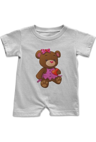 Angemiel Baby Kalp Tutan Sevimli Ayı Kız Bebek Çıtçıtlı Zıbın Tulum Beyaz Angemiel Baby Kalp Tutan Sevimli Ayı Kız Bebek Çıtçıtlı Zıbın Tulum Beyaz
