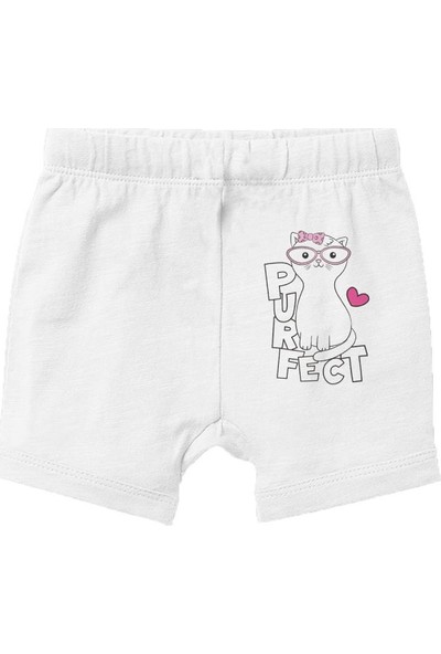 Angemiel Baby Mükemmel Gözlüklü Kedi Kız Bebek Şort Beyaz Angemiel Baby Mükemmel Gözlüklü Kedi Kız Bebek Şort Beyaz