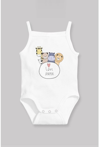 Angemiel Baby Hayvan Sever Kız Bebek Askılı Zıbın Atlet Beyaz Angemiel Baby Hayvan Sever Kız Bebek Askılı Zıbın Atlet Beyaz