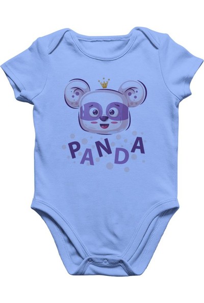 Angemiel Baby Kral Tacı Takan Sevimli Panda Erkek Bebek Kısa Kollu Zıbın Mavi Angemiel Baby Kral Tacı Takan Sevimli Panda Erkek Bebek Kısa Kollu Zıbın Mavi