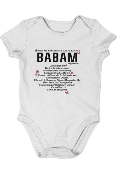 Angemiel Baby Kahraman Babam Erkek Bebek Kısa Kollu Zıbın Beyaz Angemiel Baby Kahraman Babam Erkek Bebek Kısa Kollu Zıbın Beyaz