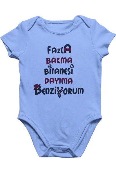 Angemiel Baby Fazla Bakma Bitanesi Dayıma Benziyorum Erkek Bebek Kısa Kollu Zıbın Mavi Angemiel Baby Fazla Bakma Bitanesi Dayıma Benziyorum Erkek Bebek Kısa Kollu Zıbın Mavi