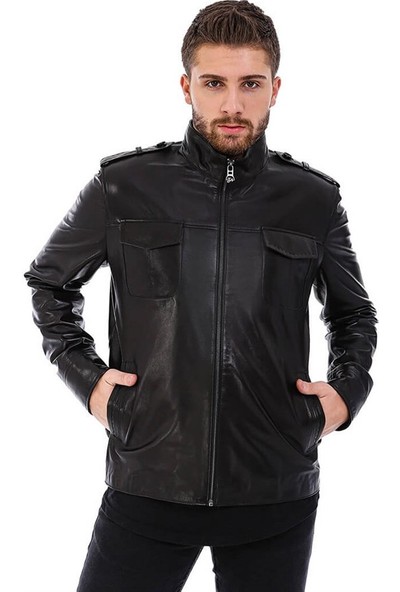 Franko Armondi Erkek Gerçek Deri Klasik Ceket Siyah ER-378-20198 Fa5 Franko Armondi Erkek Gerçek Deri Klasik Ceket Siyah ER-378-20198 Fa5