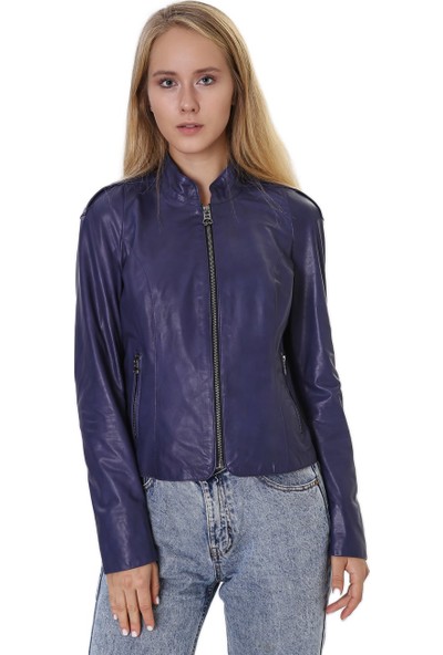 Franko Armondi Kadın Gerçek Deri Spor Mont Mor BK-1559-19926 Fa4