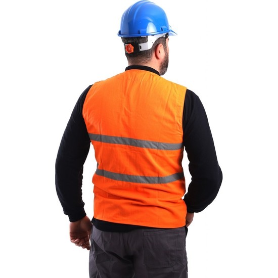 ESERIS Eser - V Yaka Fosforlu Harman Kumaş Yelek - Turuncu Fiyatı