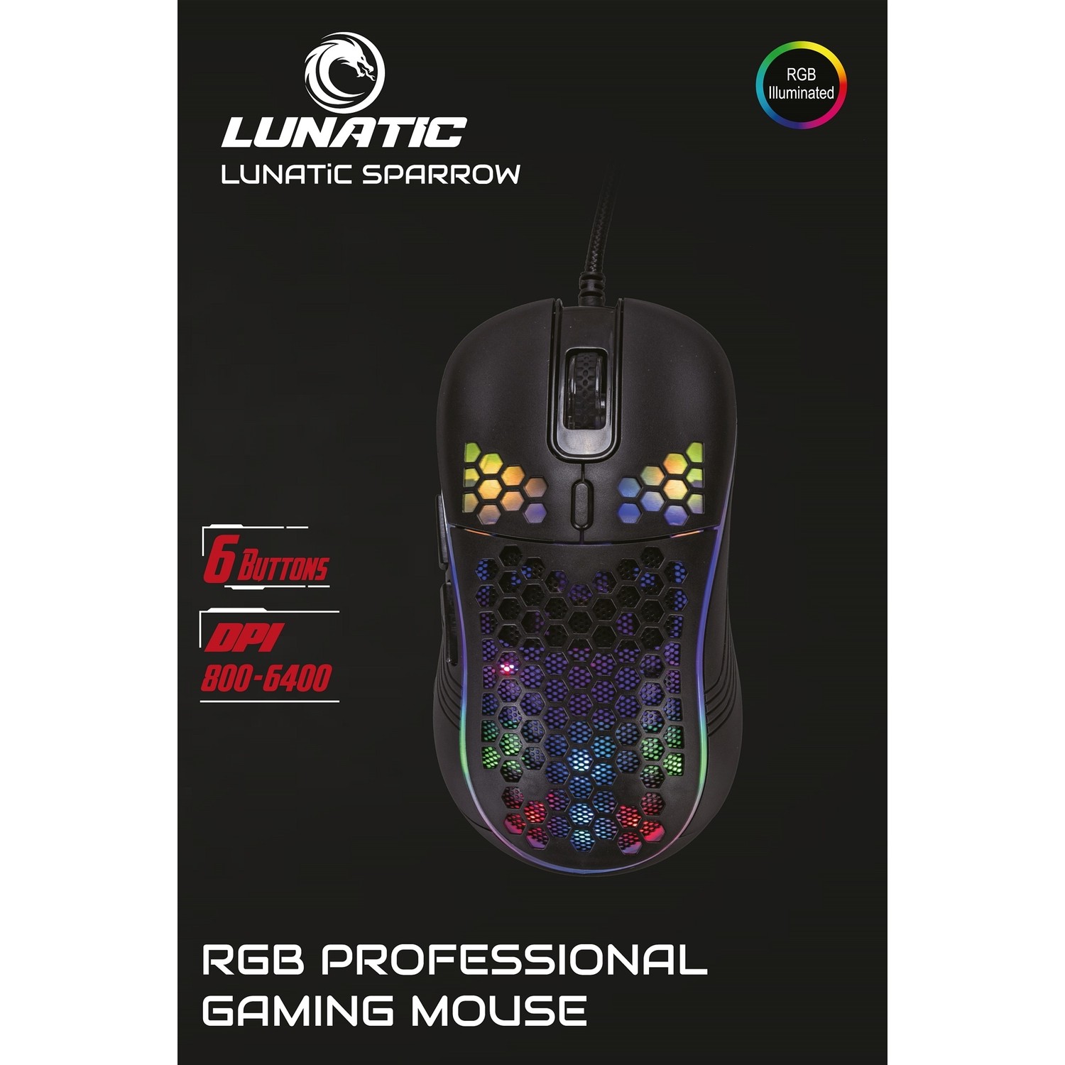 Lunatic Sparrow 6400 Dpi Rgb Ledli Makrolu Oyuncu Mouse Fiyatı