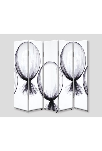 Dekoyes Tül Balonlar 5 Kanat Tekerlekli Kanvas Paravan