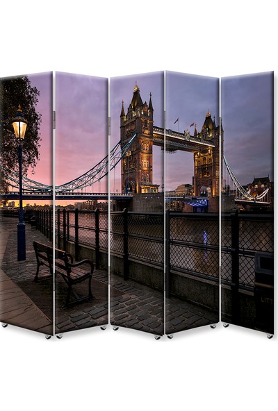Dekoyes Londra 5 Kanat Tekerlekli Kanvas Paravan Dekoyes Londra 5 Kanat Tekerlekli Kanvas Paravan