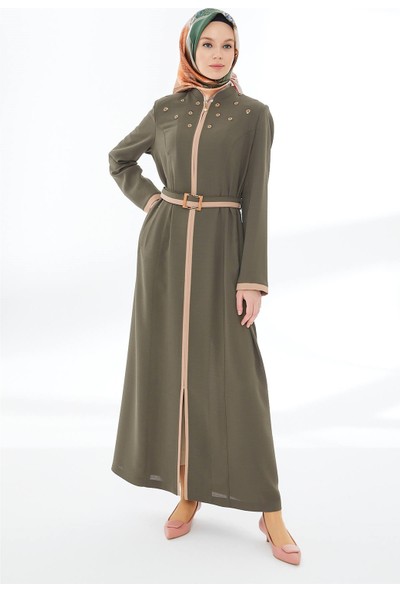 Zühre Pul Payet Detaylı Haki Pardesü 12420