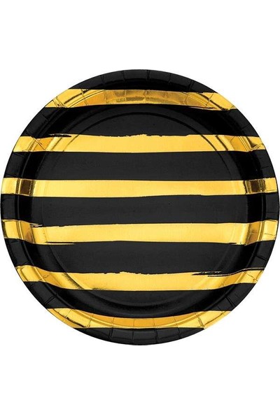 Parti Dünyası Siyah Üzeri Altın Yaldızlı Tabak 8 Adet Parti Dünyası Siyah Üzeri Altın Yaldızlı Tabak 8 Adet